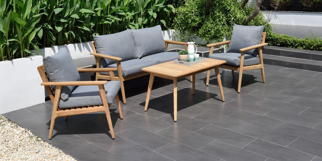 Yuni Teak Wood Armchair With Gray Cushion – International Home Miami